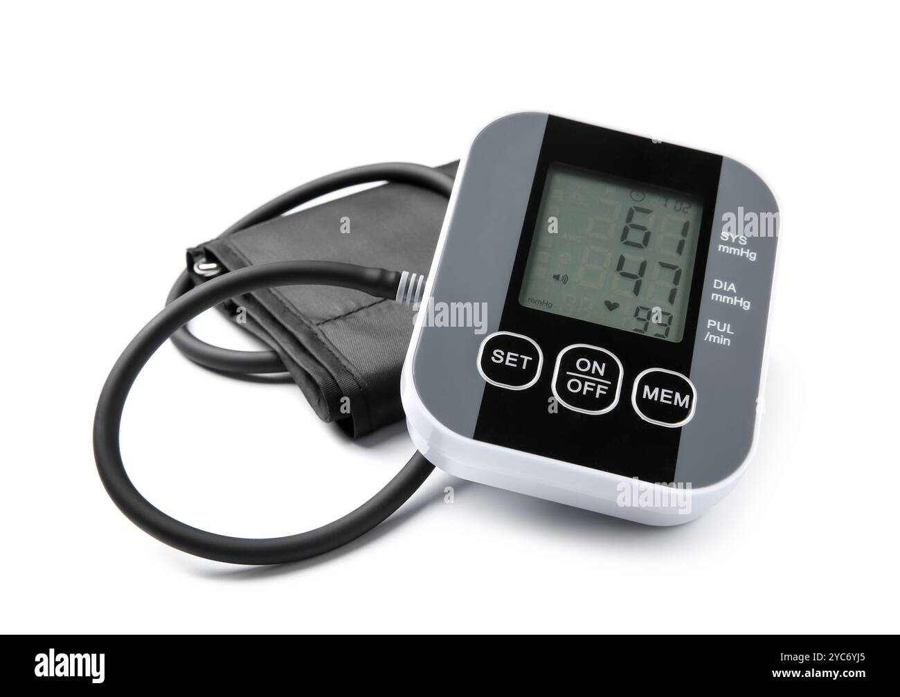 Blood pressure measuring device isolated on white Stock Photo - Alamy