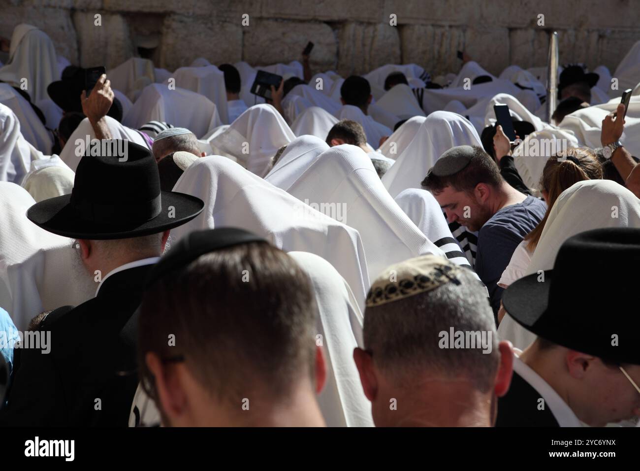 Birkat Kohanim or Priests' Prayer, the priests face & point fingers ...