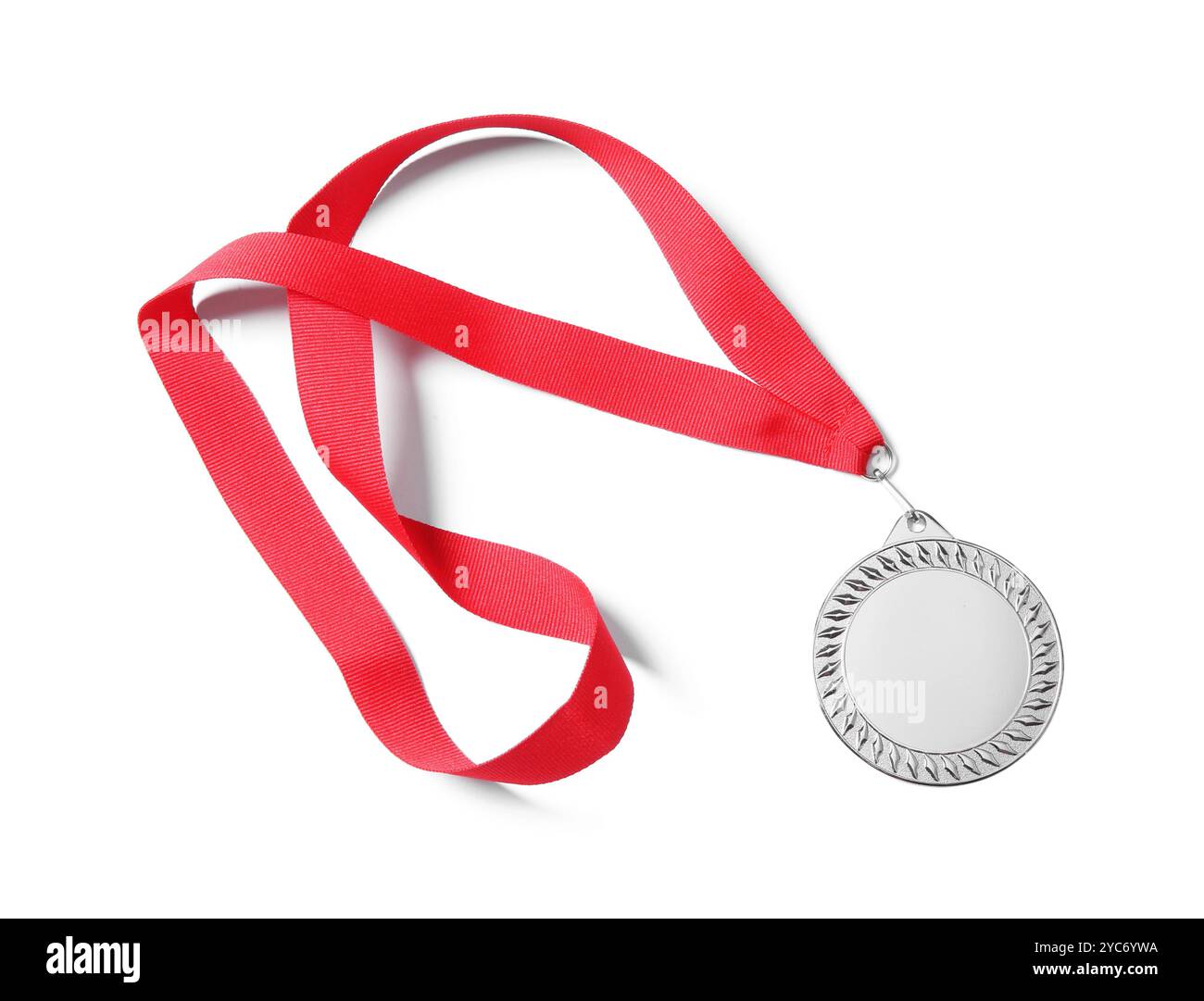 One silver medal isolated on white, top view Stock Photo - Alamy