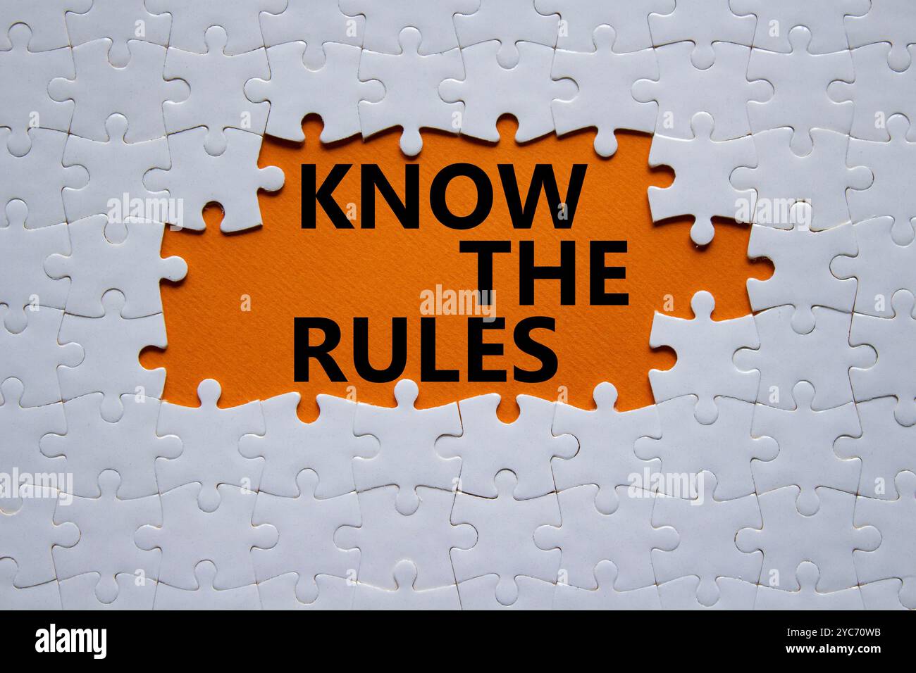 Know the rules symbol. Concept words Know the rules on white puzzle ...