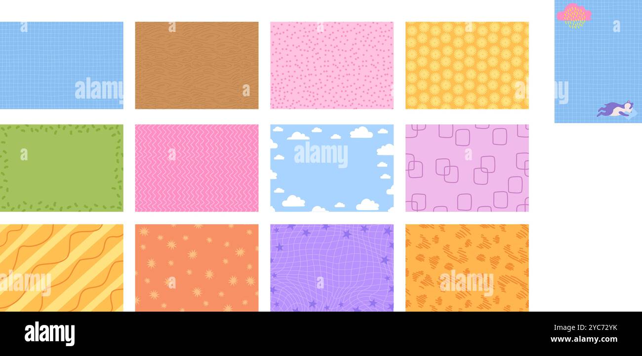 Set of cute childish background in cartoon hand drawn style for ...