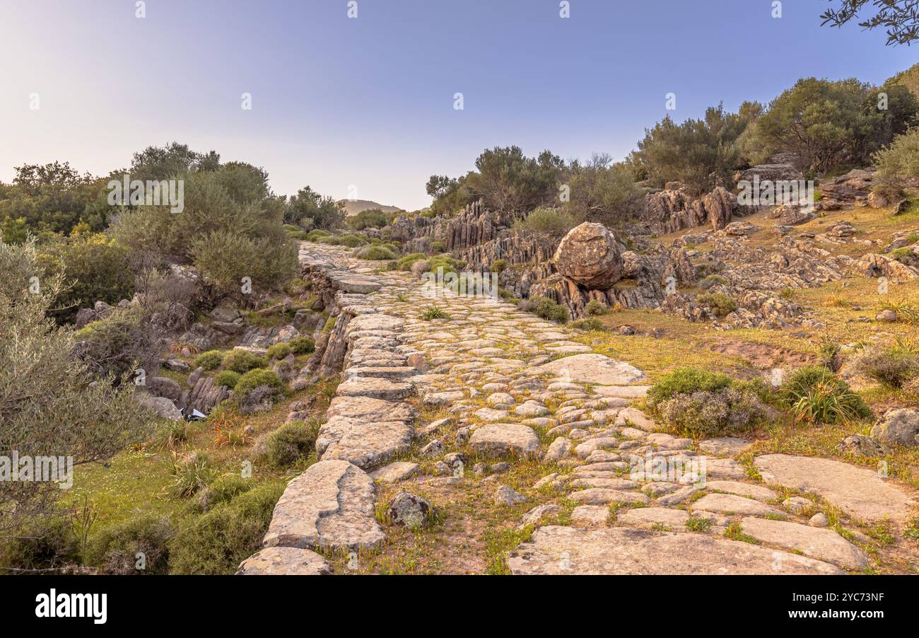 Medieval walkway on route to Limonos Monastry on Lesbos Greece Stock ...