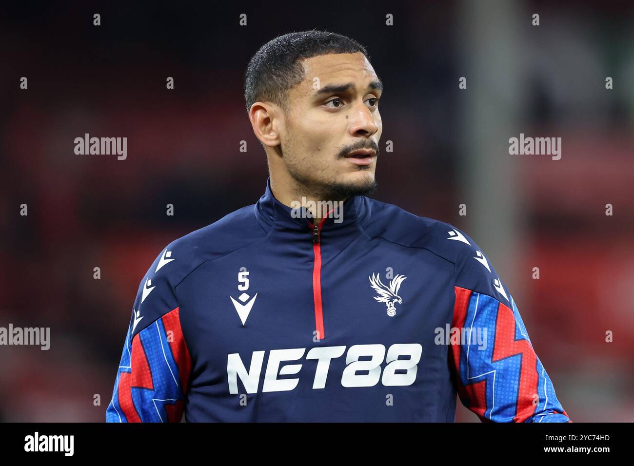 Maxence Lacroix of Crystal Palace warms up ahead of the Premier League ...