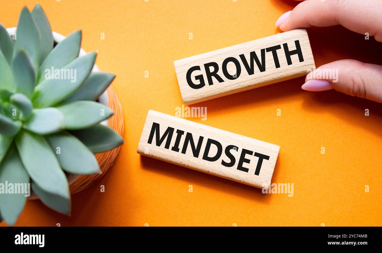 Growth Mindset symbol. Concept word Growth Mindset on wooden blocks ...