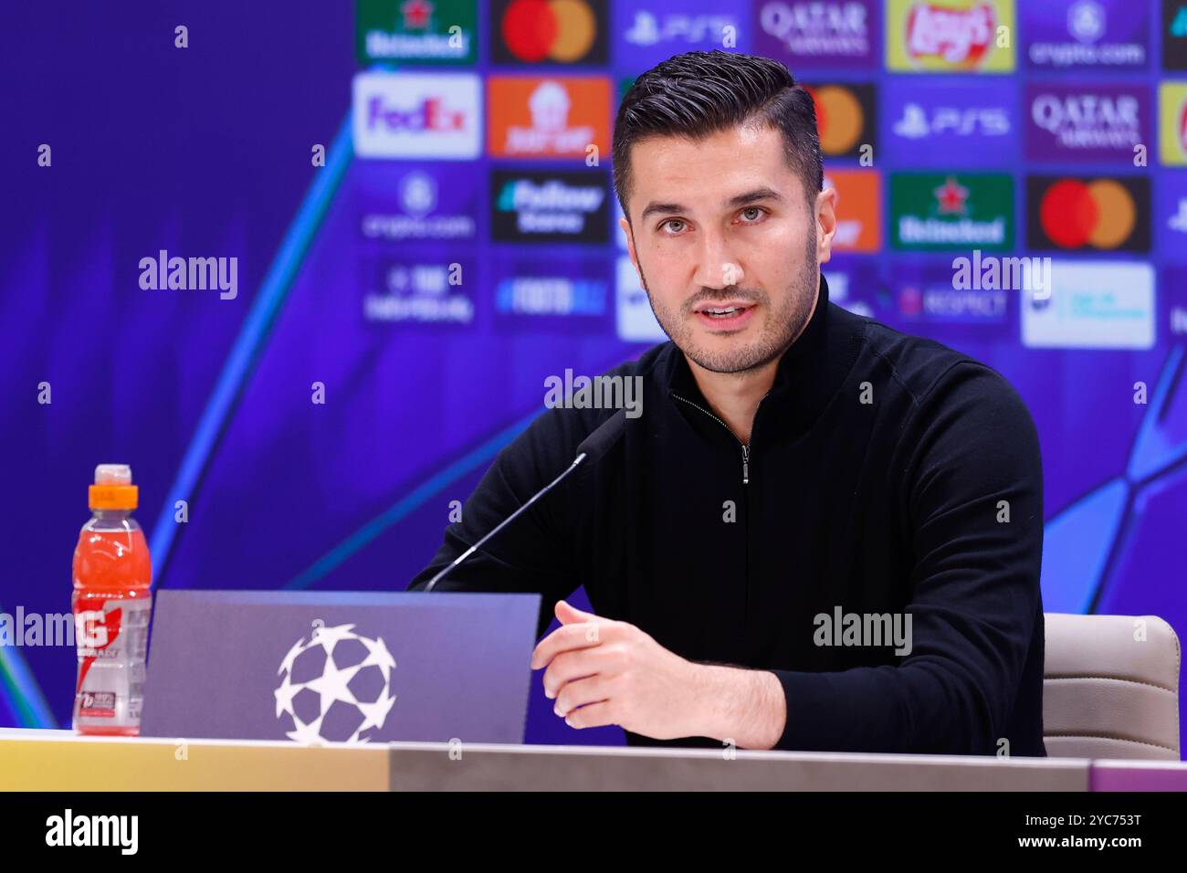 Nuri Sahin, head coach of Borussia Dortmund, attends his press ...