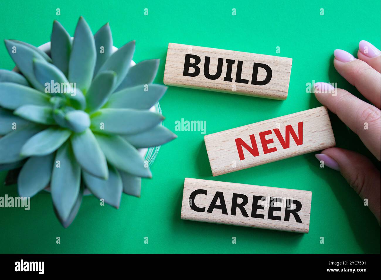 Build new career symbol. Concept word Build new career on wooden blocks ...