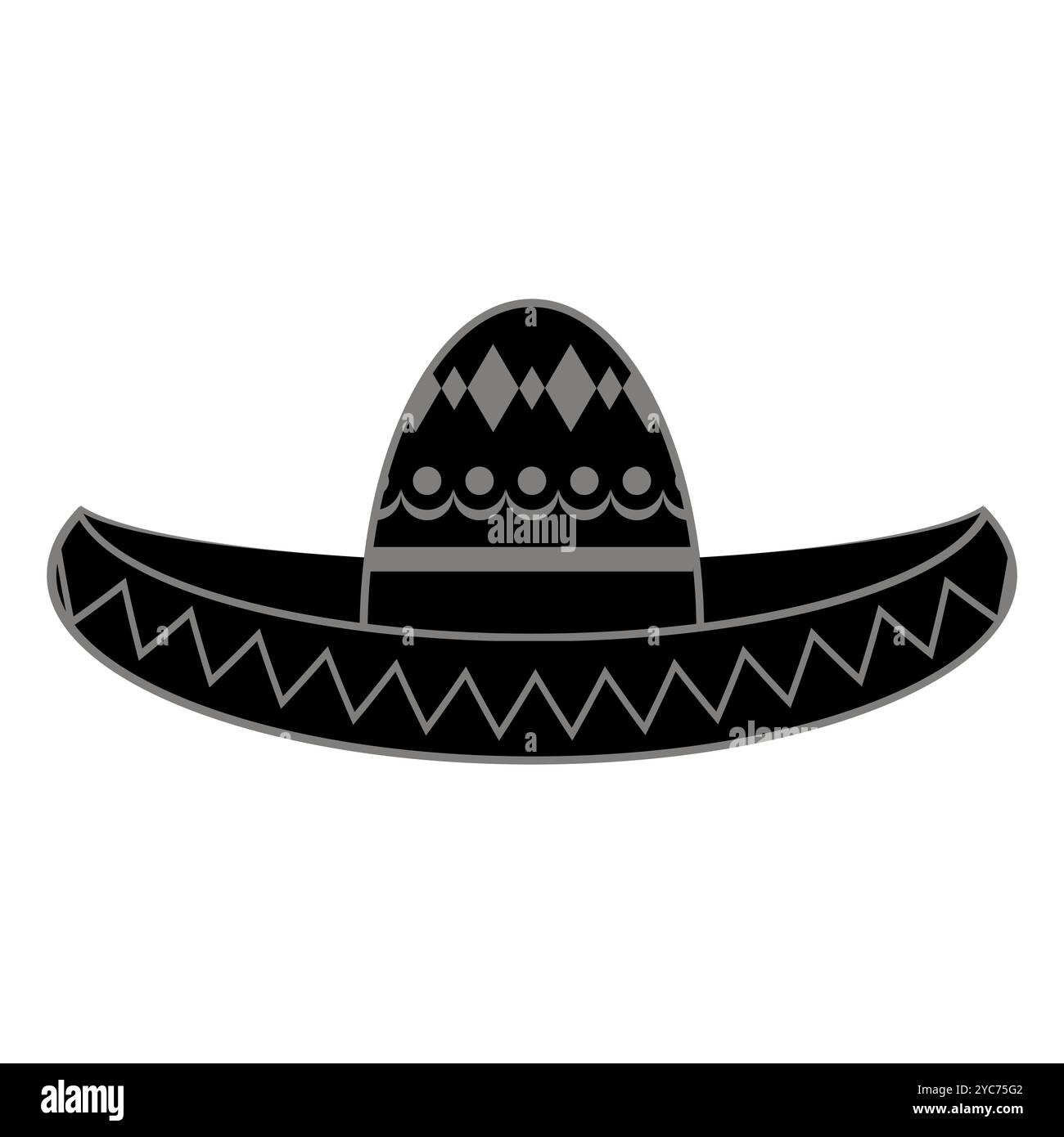 Raster Mexican sombrero. Cinco de mayo symbol isolated on white ...