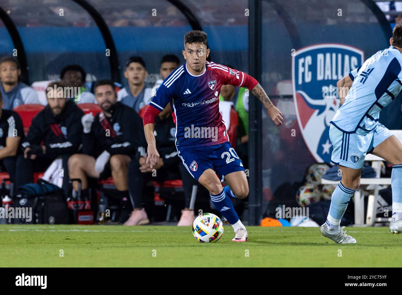 FRISCO, TX - OCTOBER 19: FC Dallas forward Alan Velasco (#20) dribbles ...