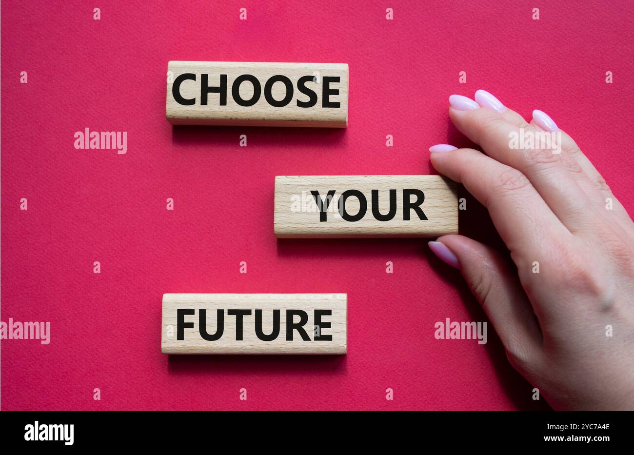 Choose your future symbol. Wooden blocks with words Choose your future ...