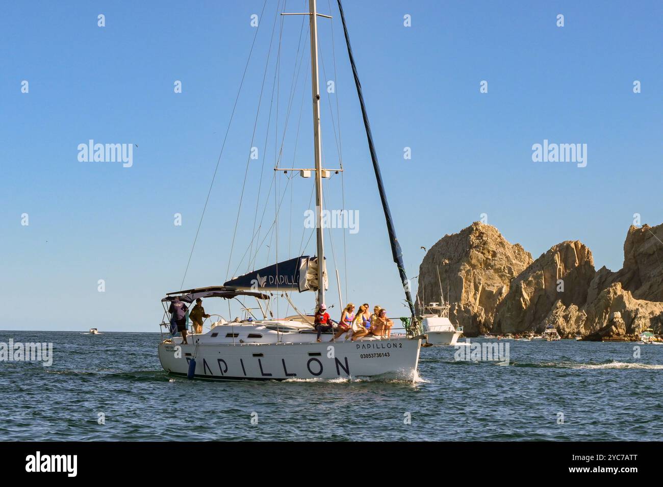 Cabo San Lucas, Mexico - 14 January 20204: Sailing boat with people ...
