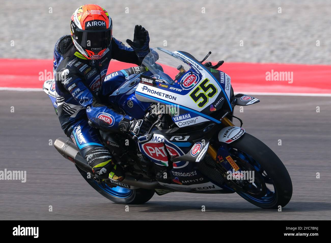 (55) Andrea Locatelli from Italy of Pata Prometeon Yamaha Team, rides Yamaha YZF R1 in action ...