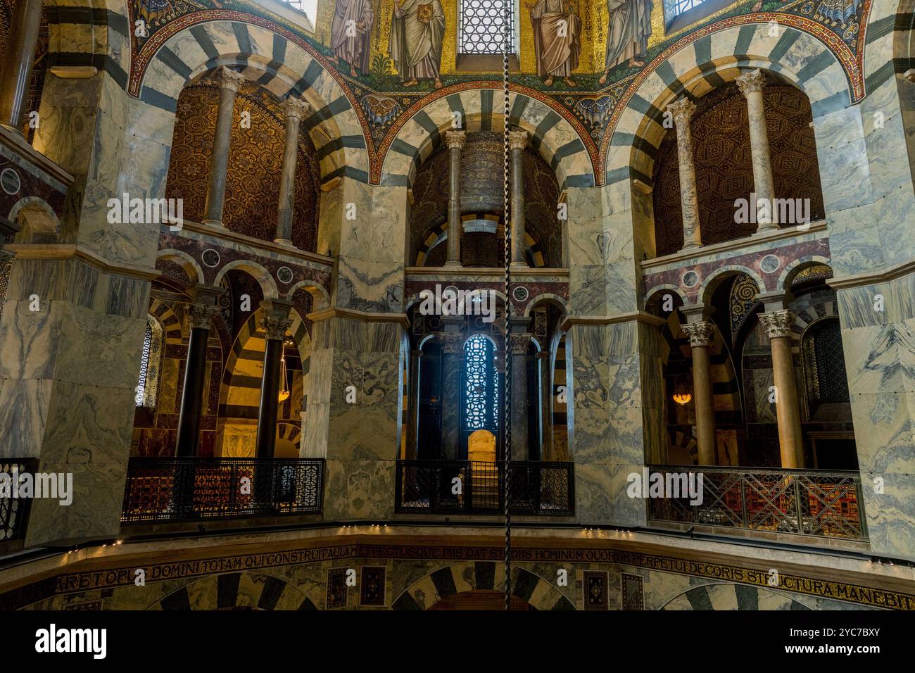 The throne of Charlemagne in the Aachen Cathedral (UNESCO’s World Heritage Site) which is the ...