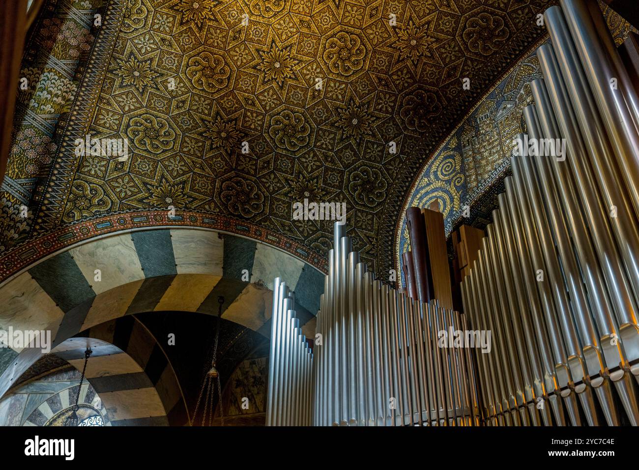 The organ in the Aachen Cathedral (UNESCO’s World Heritage Site) which is the final resting ...