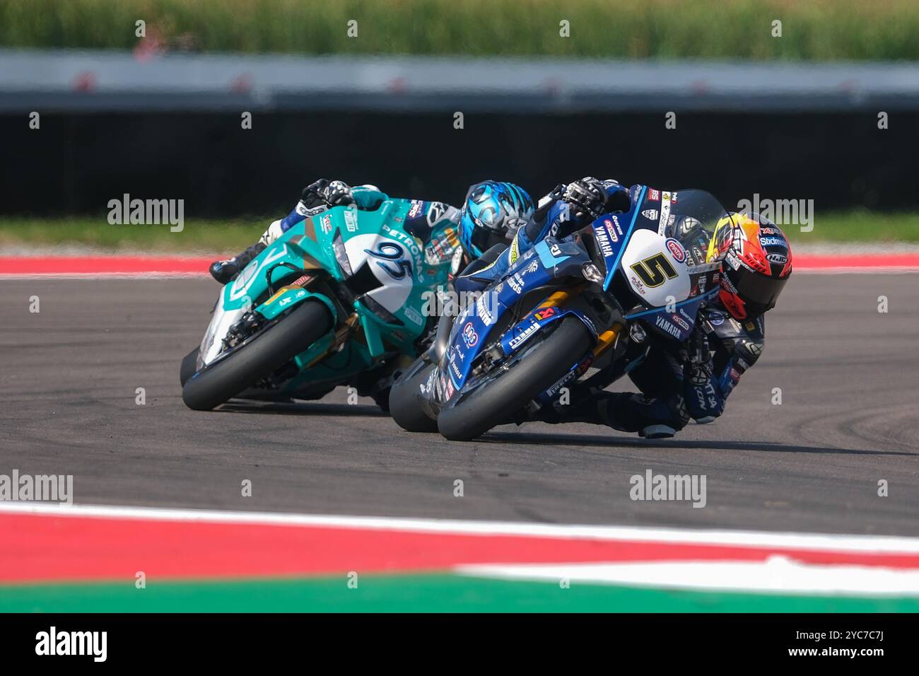 (5) Philipp Oettl from Germany of Team GMT94 Yamaha, rides Yamaha YZF R1 in action during the ...