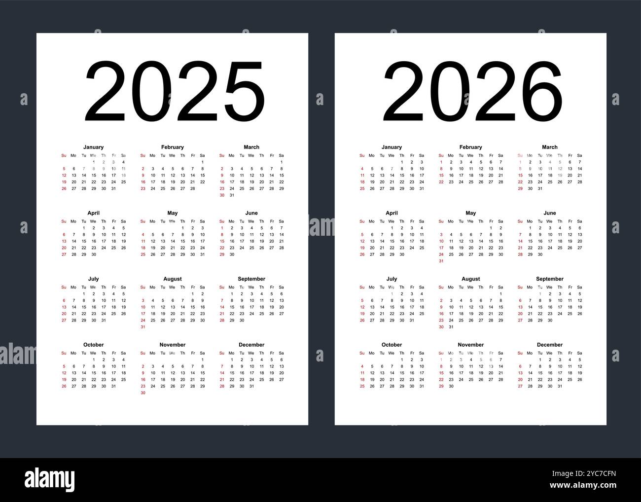 2026 calendar pocket calender layout week starts sunday Stock Vector ...