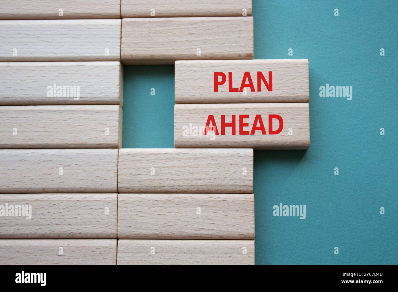 Plan ahead symbol. Wooden blocks with words Plan ahead. Beautiful grey ...