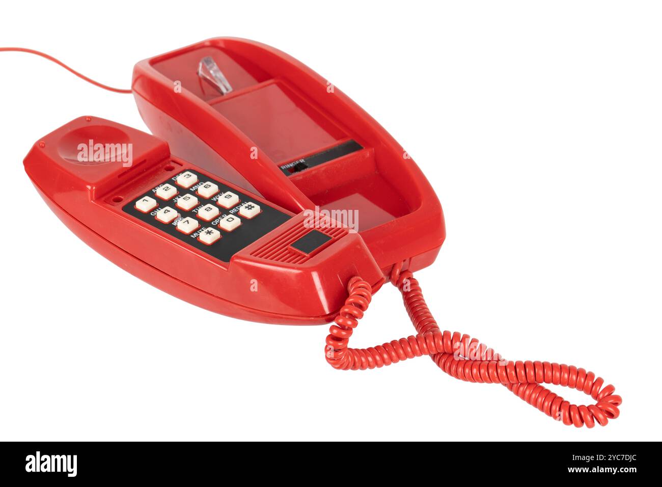 red retro push-button phone isolated on white Stock Photo - Alamy