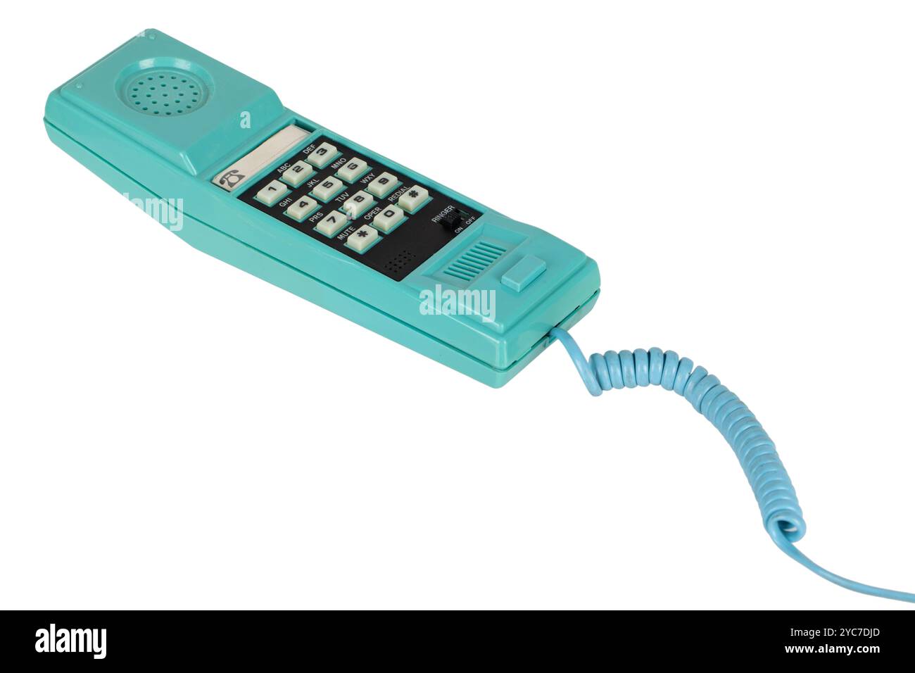 green retro push-button phone isolated on white Stock Photo - Alamy