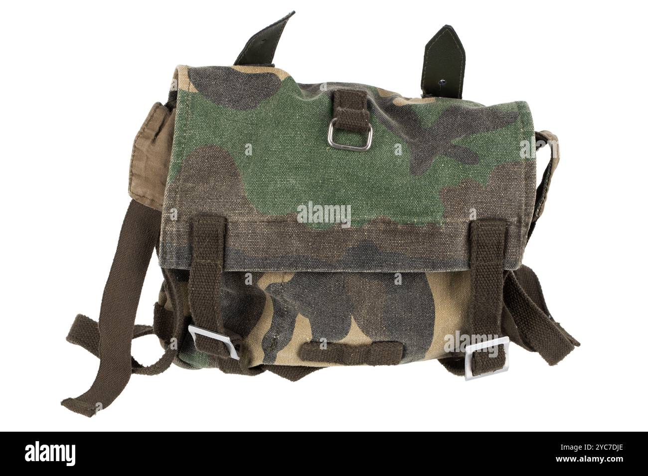 woodland camo small army bag isolated on white background Stock Photo ...