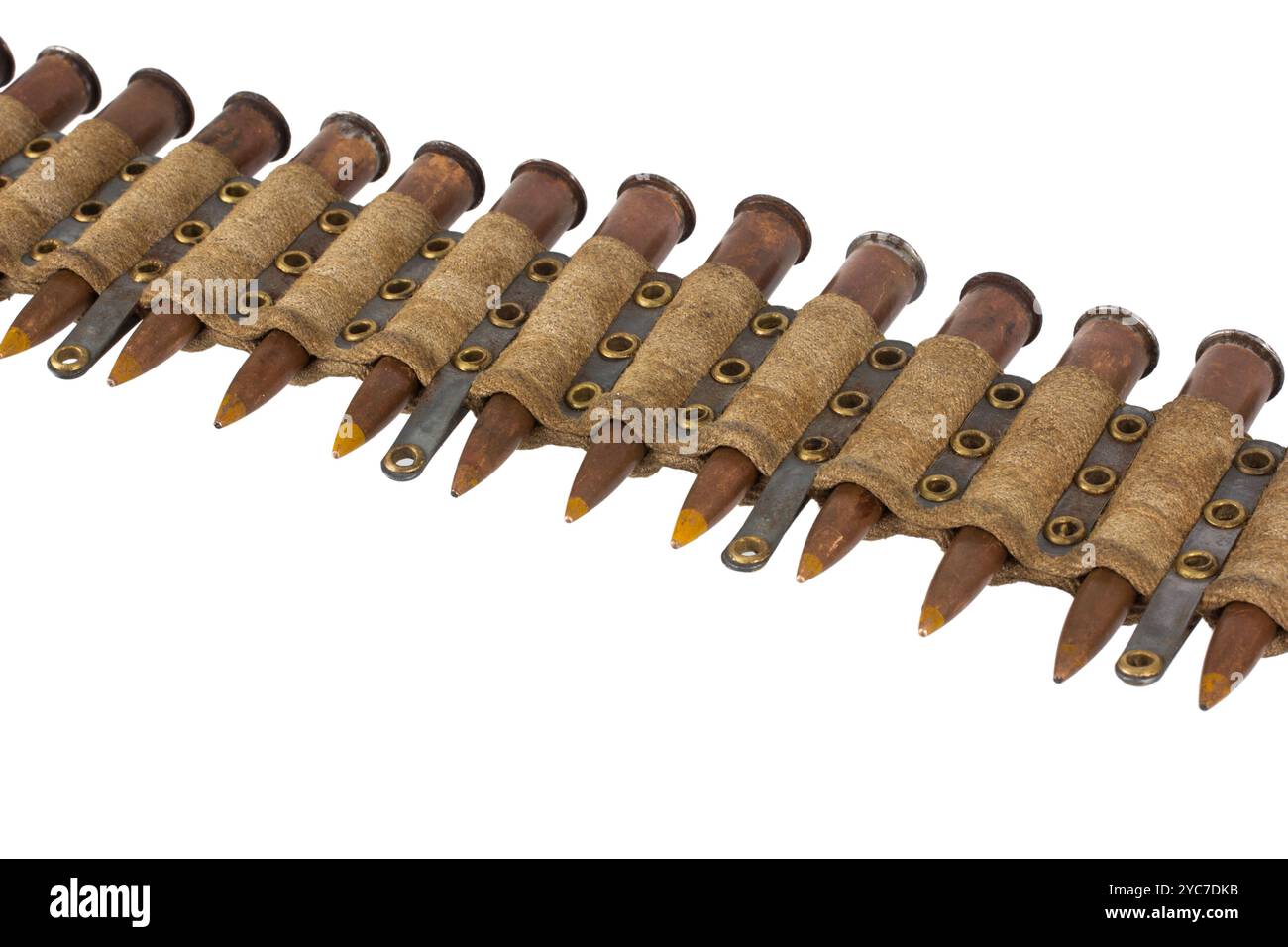 Machine Gun Canvas Belt with Ammunition isolated on white background ...