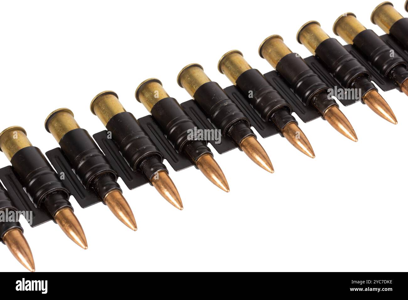 Machine Gun Ammo Belt with Ammunition isolated on white background ...