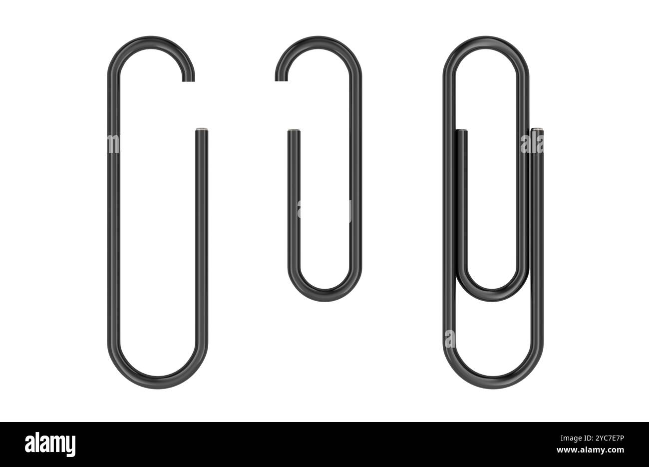 Black Paper Clips with PVC Coated on the sheet, 3D rendering isolated ...