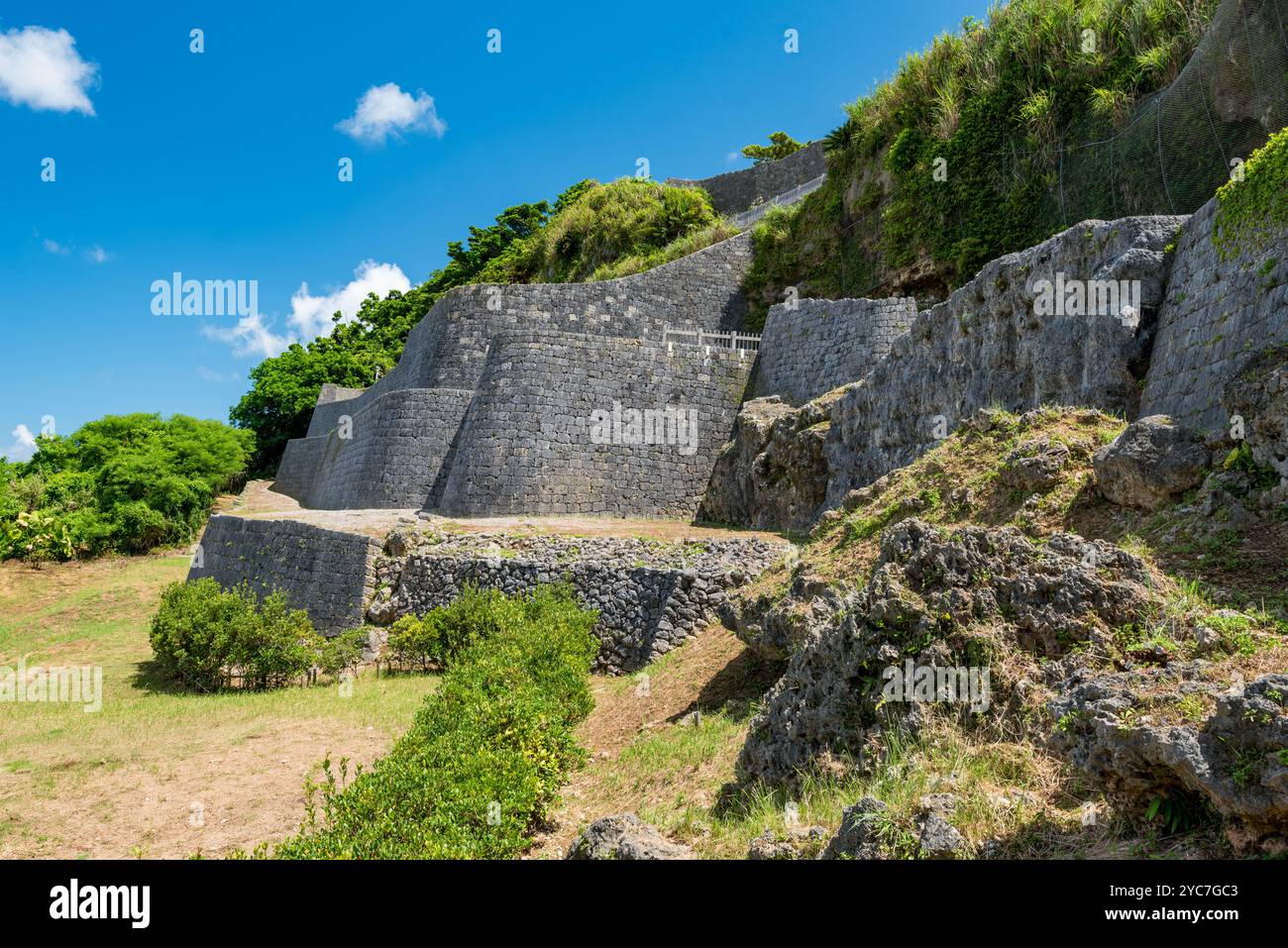 View of Urasoe Castle Ruins in Okinawa, Japan, site of WWII Battle of ...