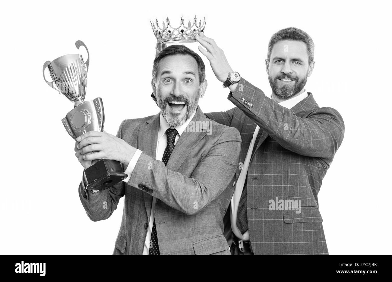 Champion businessman rewarded success Black and White Stock Photos ...