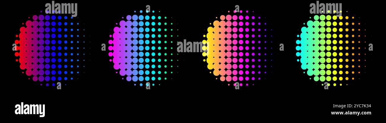 colorful gradient patterns with vibrant halftone dots. Vector ...