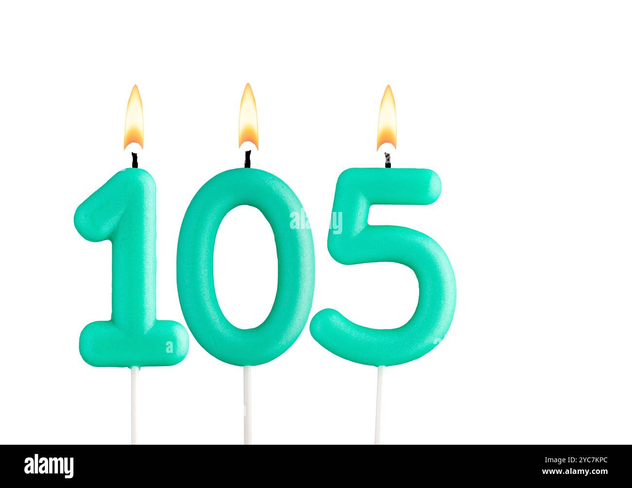 Green birthday candle on white background - Candle number 105 Stock ...