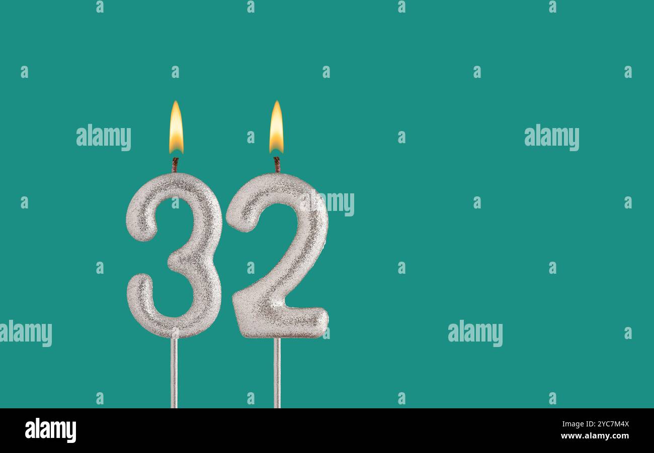 Birthday card on a green background - Candle in the shape of the number ...