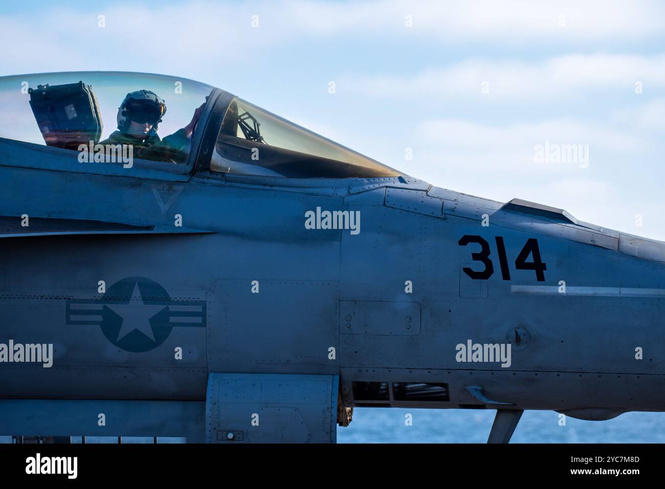 USS Nimitz, United States. 11 October, 2024. A U.S. Navy pilot waits ...