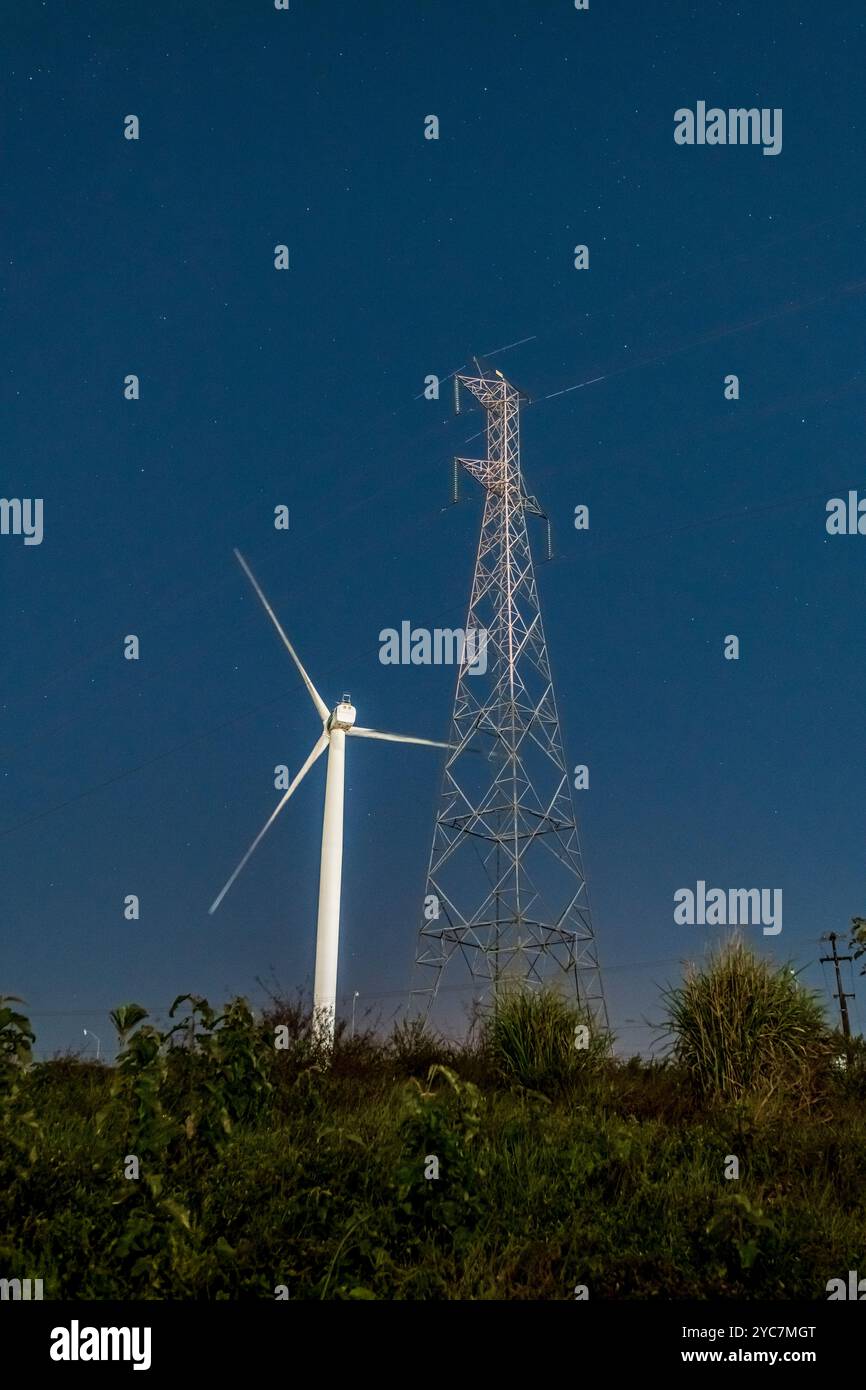 Wind energy tower and high-voltage electricity transmission tower at ...