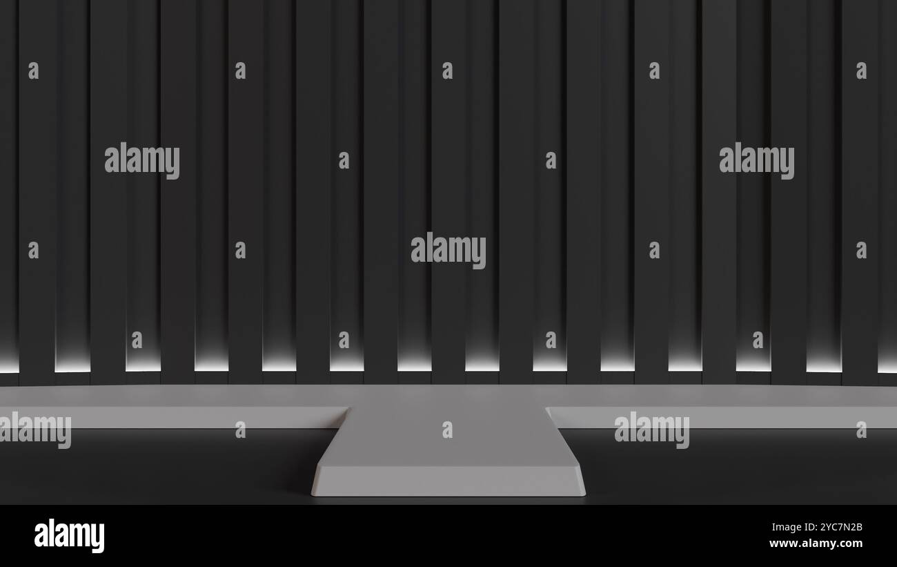 Minimalist stage with white catwalk and black background, ideal for ...