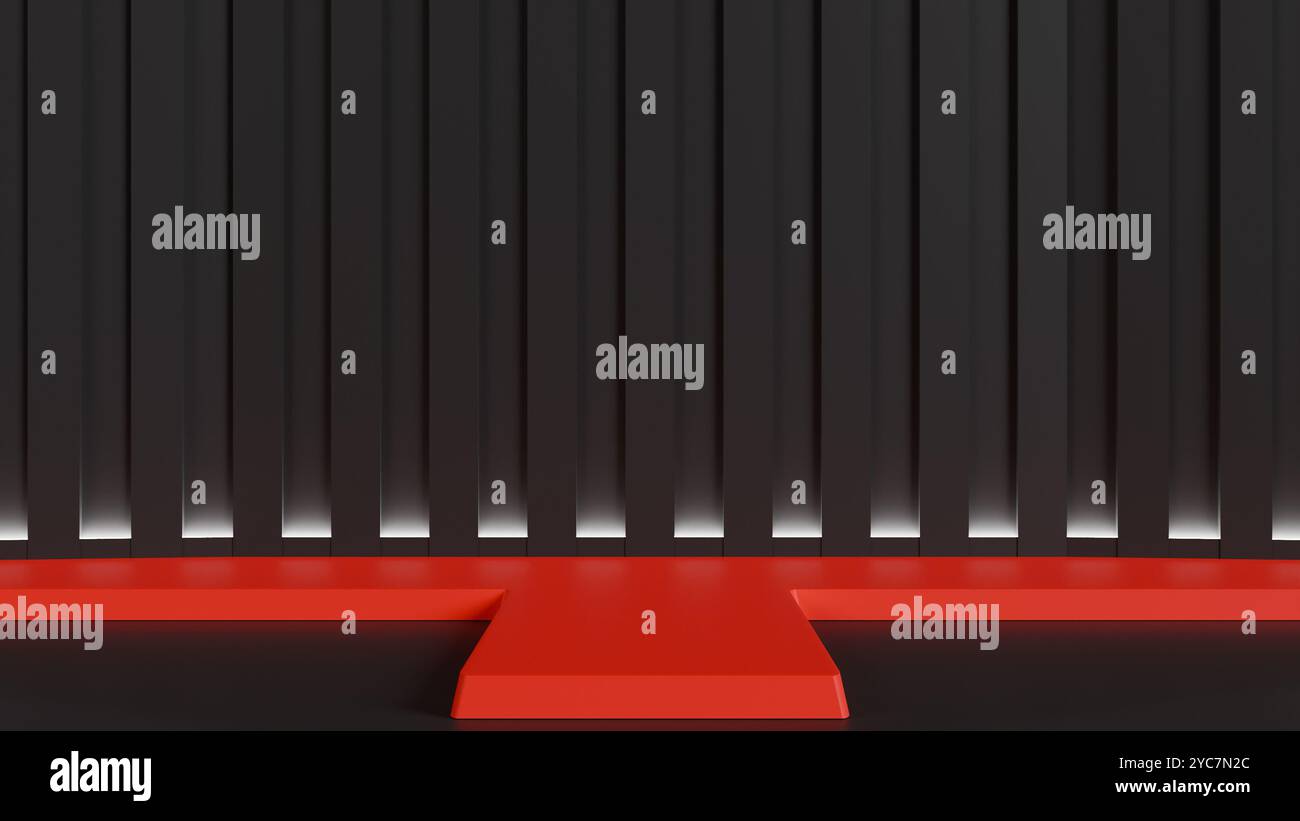 Minimalist stage with red catwalk and black background, ideal for ...