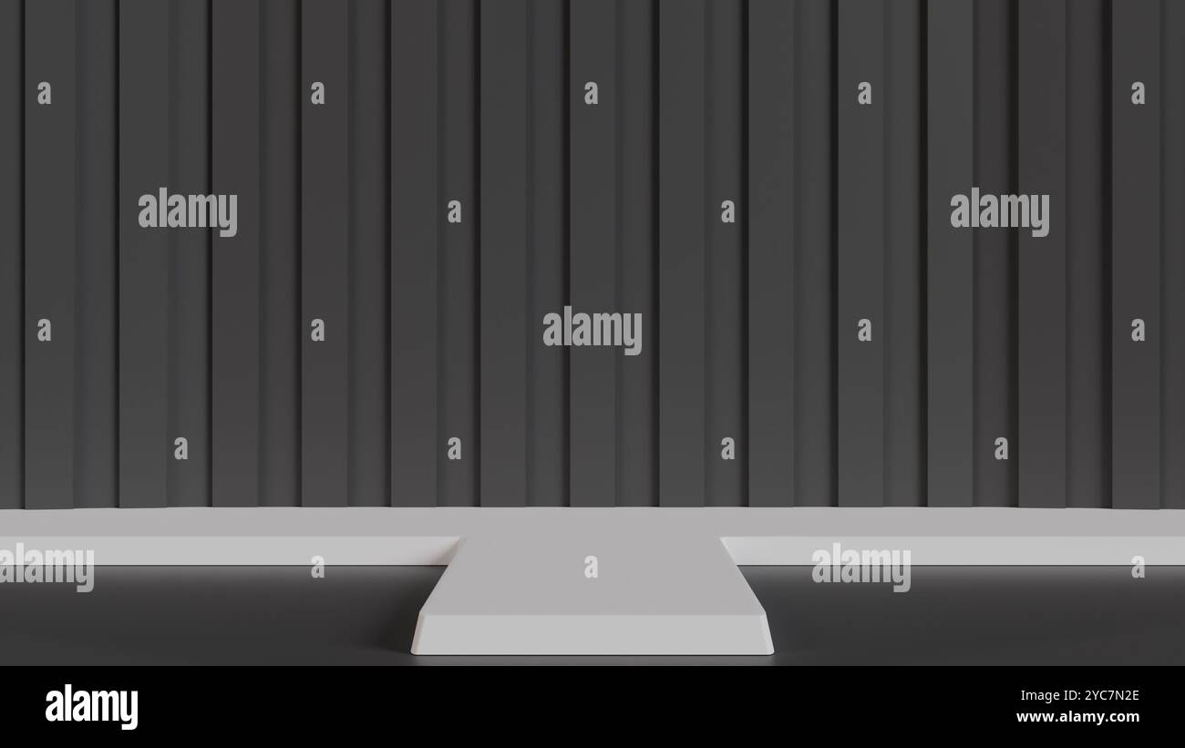 Simple stage with white catwalk and black background, ideal for fashion ...