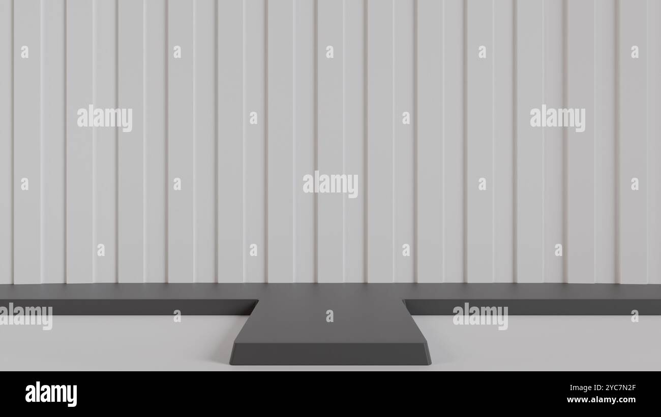 Minimalist stage with black catwalk and white background, ideal for ...