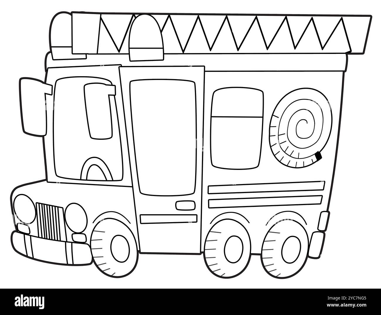 Coloring page fireman fire brigade car vehicle coloring page isolated ...
