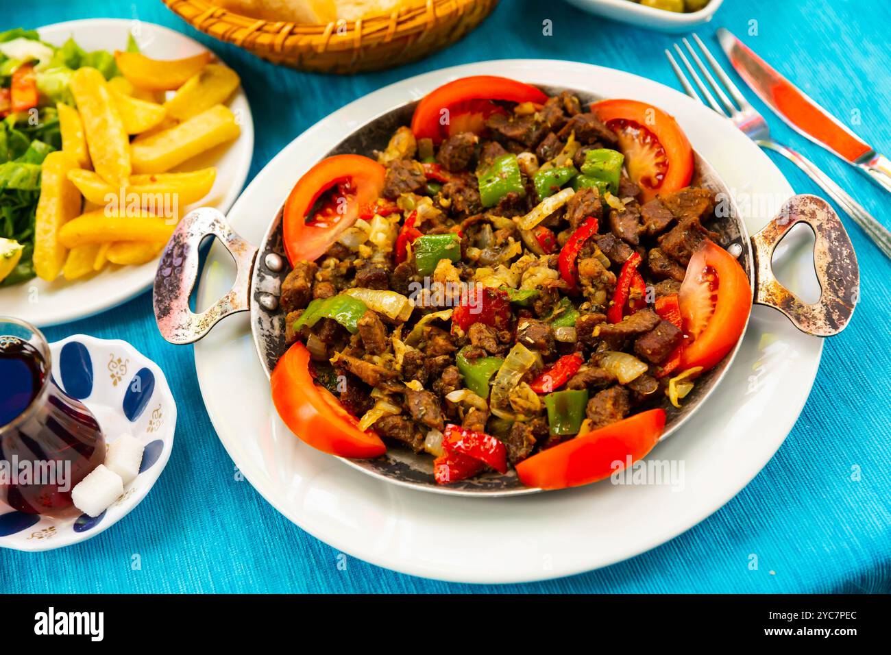 Lamb meat saute sac kavurma Stock Photo - Alamy
