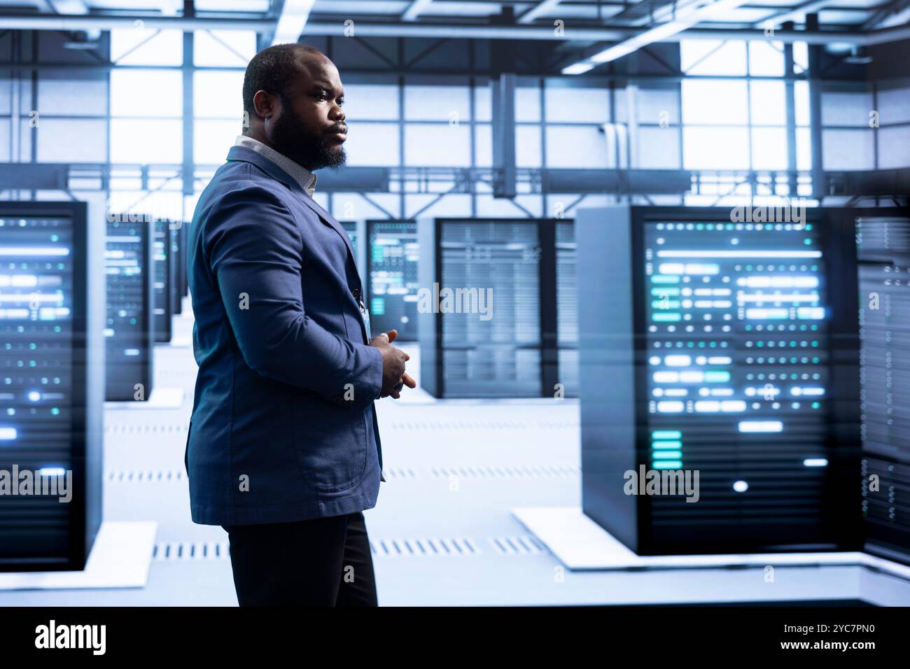Supervisor Overseeing Server Room Implementing And Maintaining