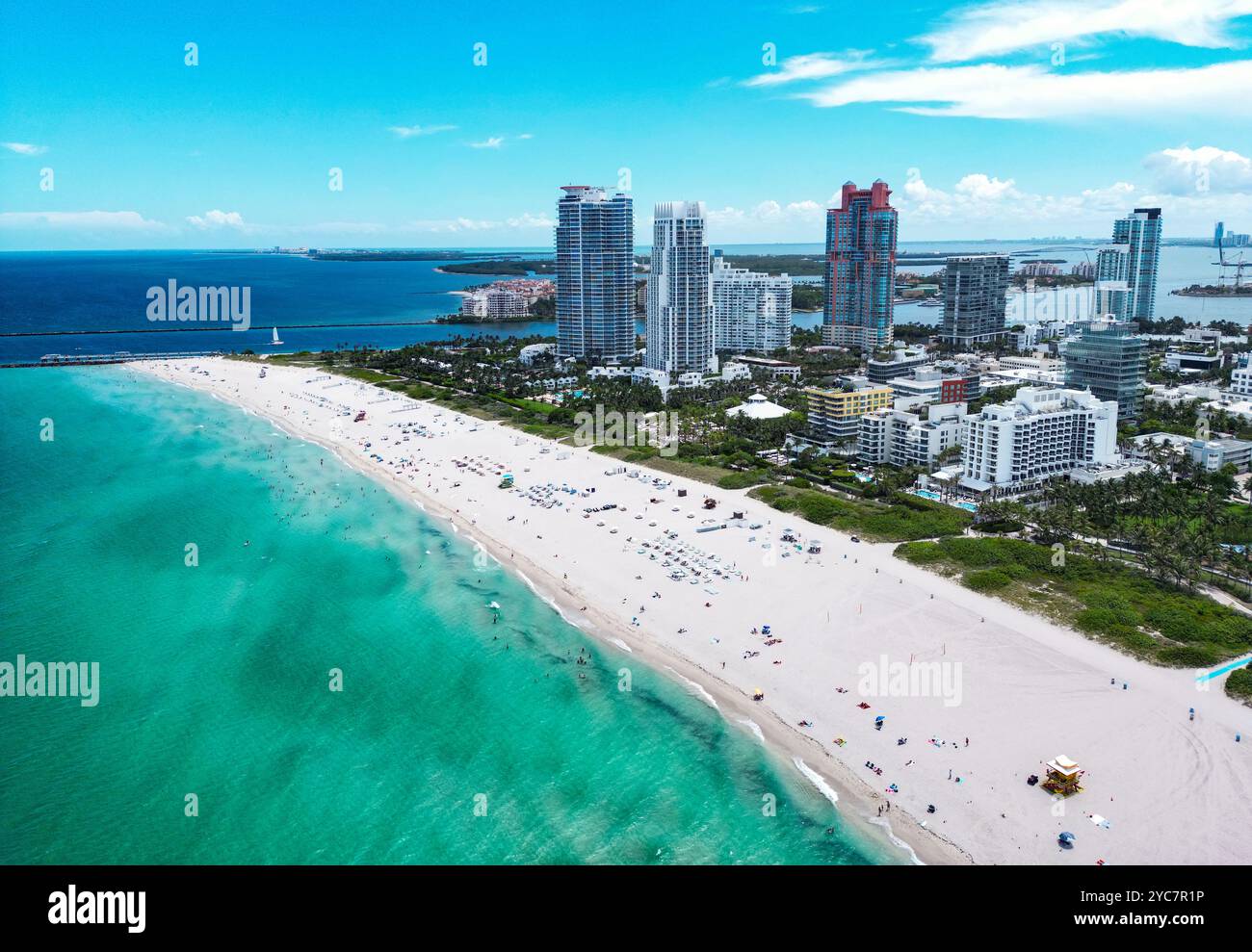 Miami Beach, South Beach, Florida, USA. Drone aerial view of Miami ...