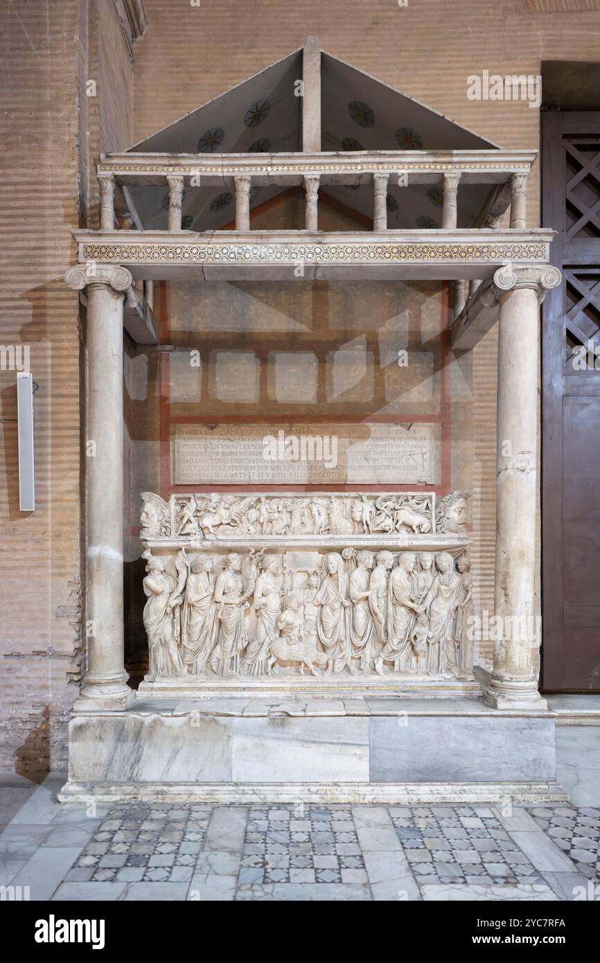 Ancient sarcophagus used as the tomb of Cardinal Fieschi, Basilica of ...