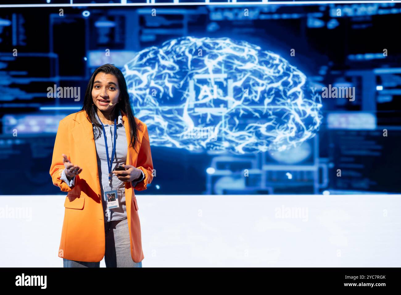 IT professional holding presentation exploring ways emerging AI ...