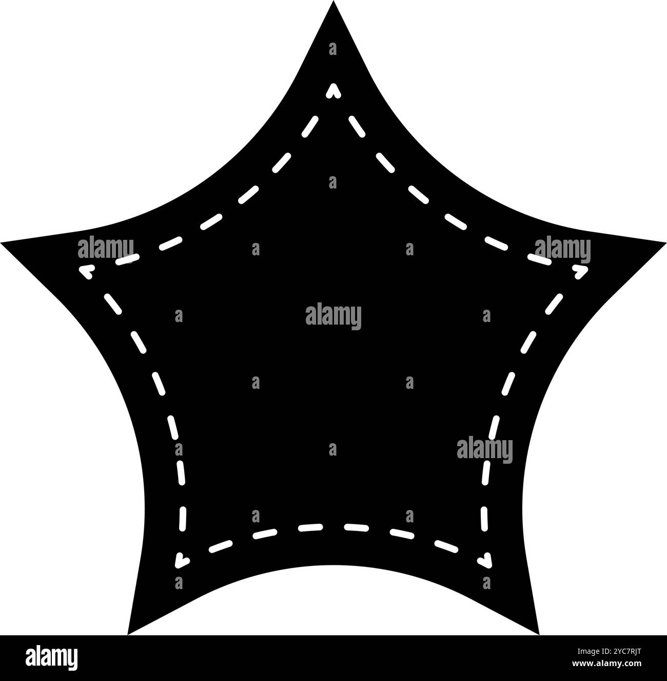 Star shape with dotted stitches. Empty tag, patch, sticker, text box or price label isolated on ...