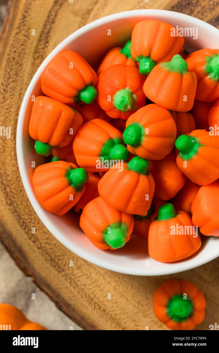 Sweet Fall Pumpkin Candy Corn in a Bowl for Halloween Stock Photo - Alamy