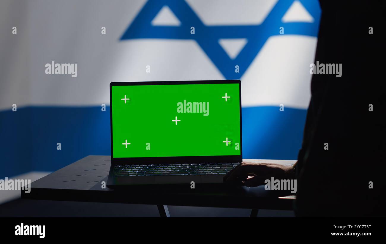 Green screen laptop in Israeli secret intelligence command center used ...