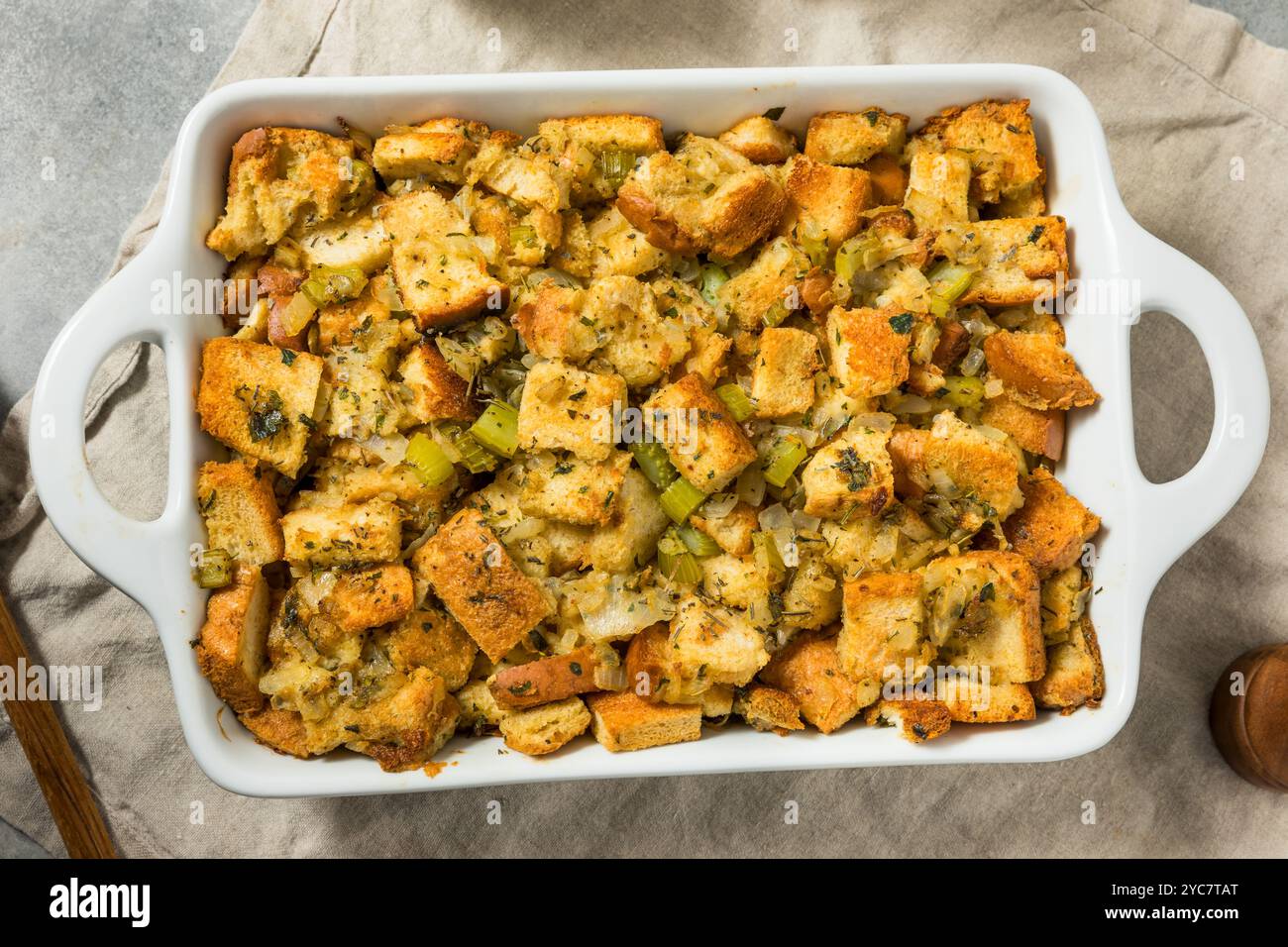 Homemade Thanksgiving Turkey Stuffing Dressing with Celery Onions and ...