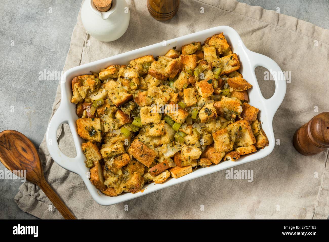 Homemade Thanksgiving Turkey Stuffing Dressing with Celery Onions and ...