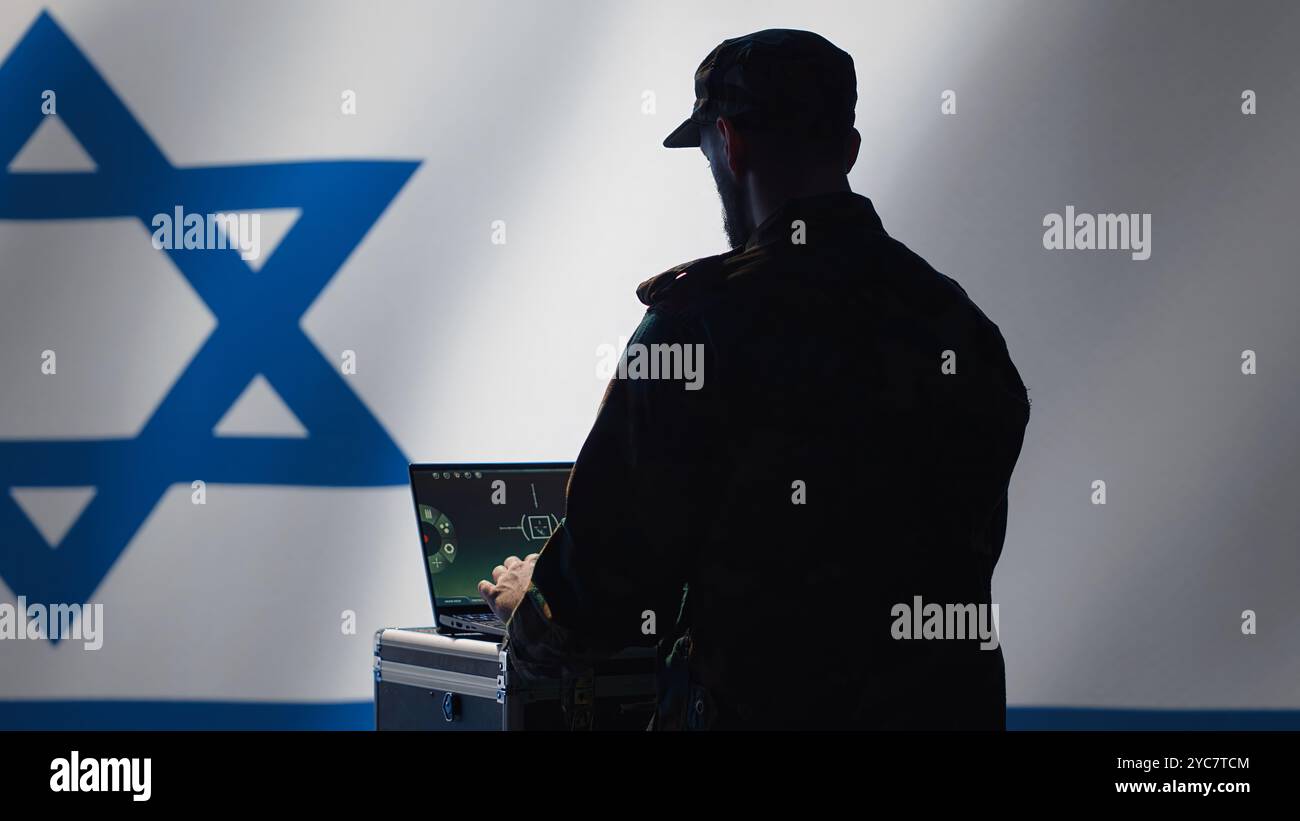 Israel Air Defense Forces early warning systems operator monitoring ...