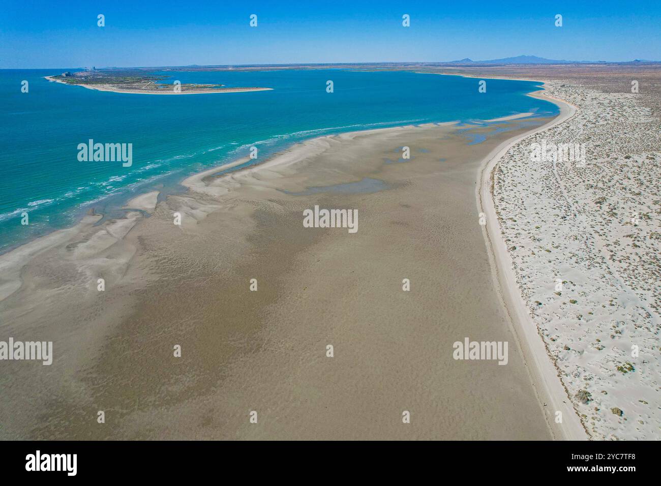 Aerial view of the beach and sea in the desert in Puerto Peñasco Sonora ...
